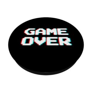 Game Over Glitch Art Retro Video Game Pop PopSockets Grip and Stand for Phones and Tablets