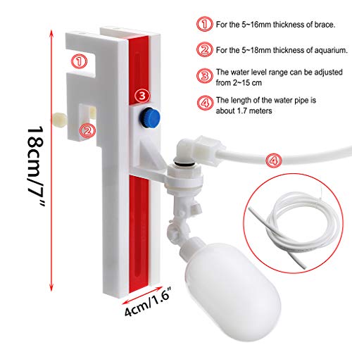 JUXYES Plastic Auto Water Filler Controller With Float Ball Valve, Adjustable Float Valve Mounting Water Level Controller for Aquarium Fish Tank