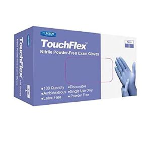 touchflex nitrile exam gloves, chemo-rated, 4.5 mil, powder free and latex free, violet, large, 100/box