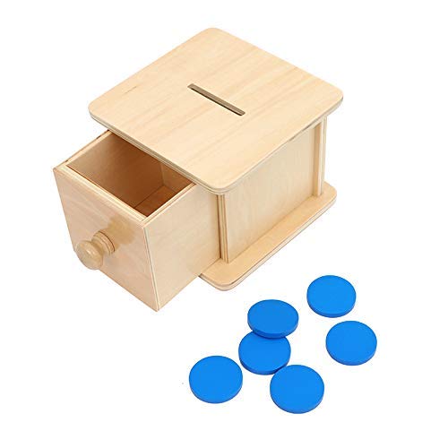 Adena Montessori Infant Toddlers Coin Box Montessori Toys for 6-12 Months Babies 1 Year 2 Year Old (Typical Coin Box)