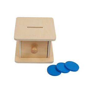 Adena Montessori Infant Toddlers Coin Box Montessori Toys for 6-12 Months Babies 1 Year 2 Year Old (Typical Coin Box)