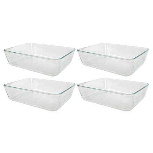 Pyrex 7211 6 cup Rectangle Clear Glass Food Storage Dish Made in the USA - 4 Pack