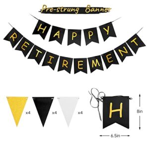 Happy Retirement Banner Assembled GAGAKU Retirement Party Decorations Supplies Kit Gold Glitter Paper Pennant Banner for Office Farewell Party