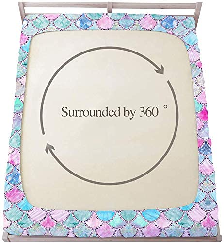 MUSOLEI Mermaid Fitted Sheet Set 3D Rainbow Scales Twin Girls Bedding Set 2PCS 1 Deep Pocket Fitted Sheet with 1 Pillowcases Wrinkle Free Cozy Microfiber(01,Twin)