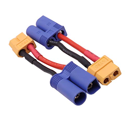 Treehobby 2PCS Male EC5 Plug to Female XT60 Plug Connector Adapter Cable Compatible with RC Car Truck Boat Airplane Lipo Battery ESC Charger(14awg 5cm)