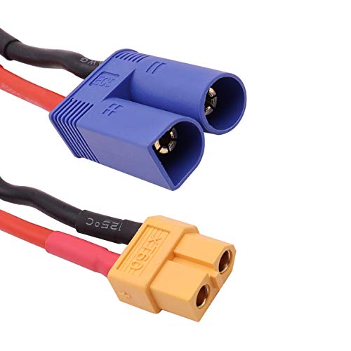 Treehobby 2PCS Male EC5 Plug to Female XT60 Plug Connector Adapter Cable Compatible with RC Car Truck Boat Airplane Lipo Battery ESC Charger(14awg 5cm)