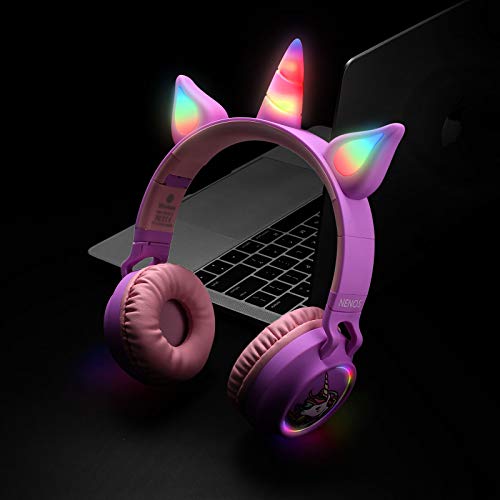 Nenos Bluetooth Kids Headphones Wireless Kids Headphones 93dB Limited Volume Wireless Headphones for Kids Unicorn