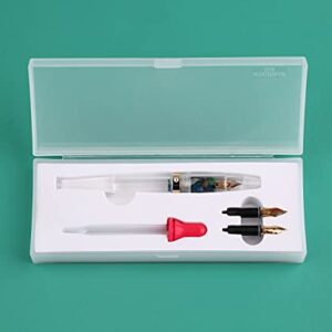 Lanxivi Majohn S5 Fountain Pen Extra Fine Nib +Two Additional Nibs (Wide and Bent) Clear Transparent Acrylic Eyedropper Filling