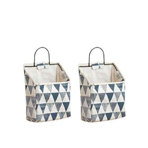 qingsm 2 pcs wall-hanging storage bags,desktop organizer basket cotton linen hanging storage basket for kitchen,bderoom,living room-triangle