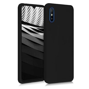 kwmobile case compatible with xiaomi redmi 9a / 9at case - soft slim protective tpu silicone cover - black matte