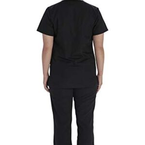 Vital Threads Men and Women Scrubs Set V-Neck Top & Drawstring Pant, VT526C, M, Black