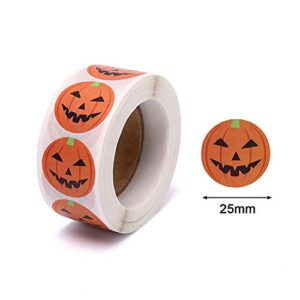 BinaryABC Halloween Pumpkin Roll Stickers,Jack-O-Lantern Stickers, Packaging Decorations,500Pcs/Roll