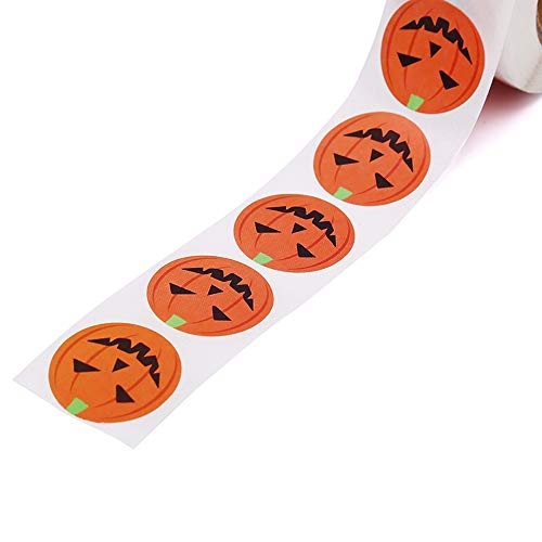 BinaryABC Halloween Pumpkin Roll Stickers,Jack-O-Lantern Stickers, Packaging Decorations,500Pcs/Roll