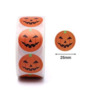 BinaryABC Halloween Pumpkin Roll Stickers,Jack-O-Lantern Stickers, Packaging Decorations,500Pcs/Roll