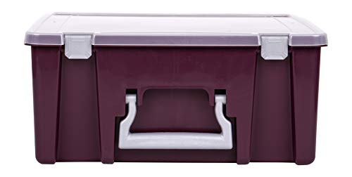 AB Designs 6990ABP Super Satchel Double Deep with Removable Dividers, Stackable Home Storage Organization Container, Plum