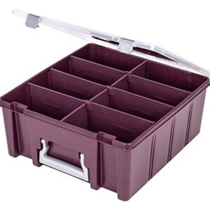 AB Designs 6990ABP Super Satchel Double Deep with Removable Dividers, Stackable Home Storage Organization Container, Plum