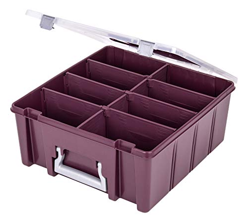 AB Designs 6990ABP Super Satchel Double Deep with Removable Dividers, Stackable Home Storage Organization Container, Plum