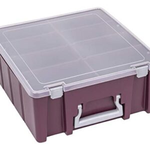 AB Designs 6990ABP Super Satchel Double Deep with Removable Dividers, Stackable Home Storage Organization Container, Plum