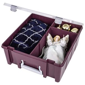 AB Designs 6990ABP Super Satchel Double Deep with Removable Dividers, Stackable Home Storage Organization Container, Plum