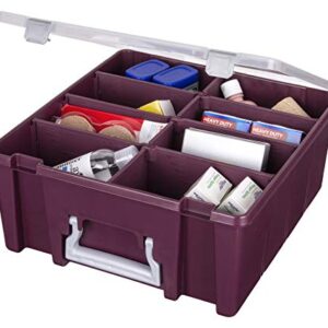 AB Designs 6990ABP Super Satchel Double Deep with Removable Dividers, Stackable Home Storage Organization Container, Plum