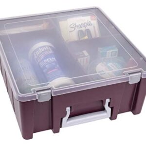 AB Designs 6990ABP Super Satchel Double Deep with Removable Dividers, Stackable Home Storage Organization Container, Plum