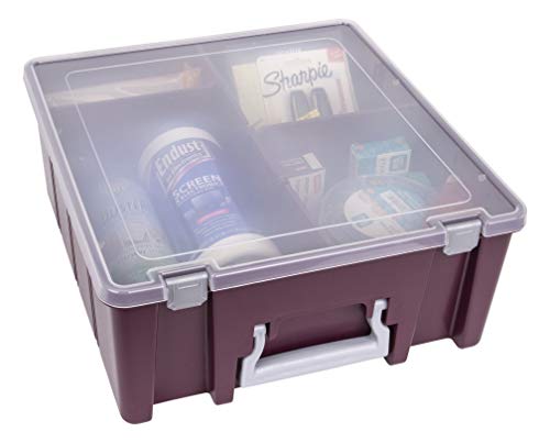 AB Designs 6990ABP Super Satchel Double Deep with Removable Dividers, Stackable Home Storage Organization Container, Plum