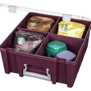 AB Designs 6990ABP Super Satchel Double Deep with Removable Dividers, Stackable Home Storage Organization Container, Plum