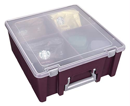 AB Designs 6990ABP Super Satchel Double Deep with Removable Dividers, Stackable Home Storage Organization Container, Plum