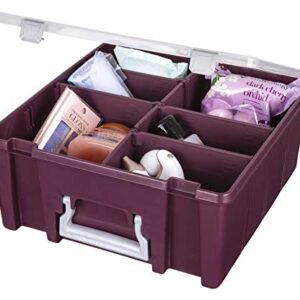 AB Designs 6990ABP Super Satchel Double Deep with Removable Dividers, Stackable Home Storage Organization Container, Plum