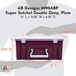 AB Designs 6990ABP Super Satchel Double Deep with Removable Dividers, Stackable Home Storage Organization Container, Plum