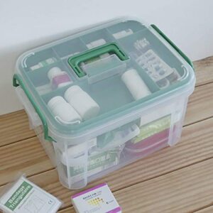 Nesmilers Family First-Aid Box, Clear Medicine Storage Box with Tray