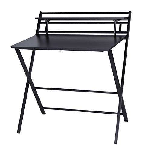 FeiFei66 Folding Laptop Table, Folding Study Desk with Shelf for Small Space, Home Office Simple Computer Writing Table No Assembly Required