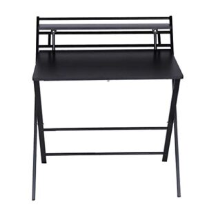 FeiFei66 Folding Laptop Table, Folding Study Desk with Shelf for Small Space, Home Office Simple Computer Writing Table No Assembly Required