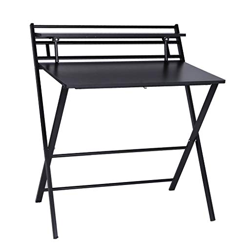 FeiFei66 Folding Laptop Table, Folding Study Desk with Shelf for Small Space, Home Office Simple Computer Writing Table No Assembly Required