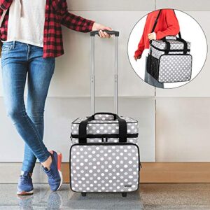 LUXJA Rolling Scrapbook Tote, Scrapbook Bag with Detachable Dolly (Patented Design), Gray Dots