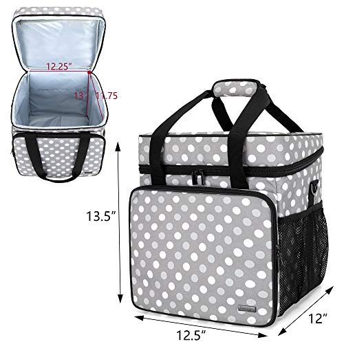 LUXJA Rolling Scrapbook Tote, Scrapbook Bag with Detachable Dolly (Patented Design), Gray Dots