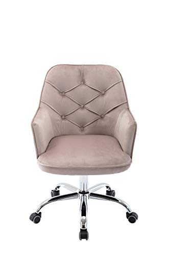 Goujxcy Home Office Chair, Velvet Desk Chair Modern Adjustable Swivel Chair, Upholstered Task Chair Accent Chair Executive Chair Vanity Desk Chair (Grey)