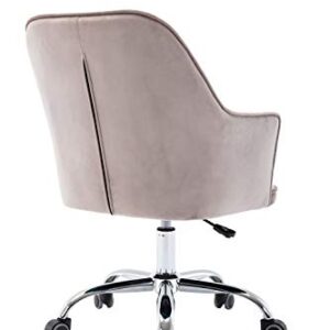 Goujxcy Home Office Chair, Velvet Desk Chair Modern Adjustable Swivel Chair, Upholstered Task Chair Accent Chair Executive Chair Vanity Desk Chair (Grey)