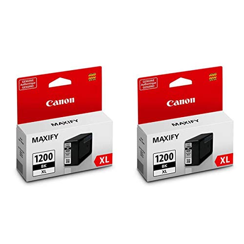 Canon 2 Pack PGI-1200 XL Black Pigment Ink Tank for MAXIFY MB2020, MB2120, MB2320, and MB2720 Printers, 1200 Pages Yield