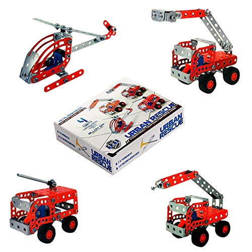 Sania Store - 4-in-1 Building Toy kit , DIY Metal Assembly City Rescue Series – A Building Toy Kit, DIY Construction Toys | Easy to Build and Safe to Play, Stem Toy, Educational Toy