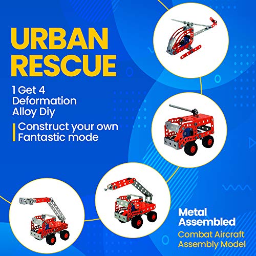 Sania Store - 4-in-1 Building Toy kit , DIY Metal Assembly City Rescue Series – A Building Toy Kit, DIY Construction Toys | Easy to Build and Safe to Play, Stem Toy, Educational Toy