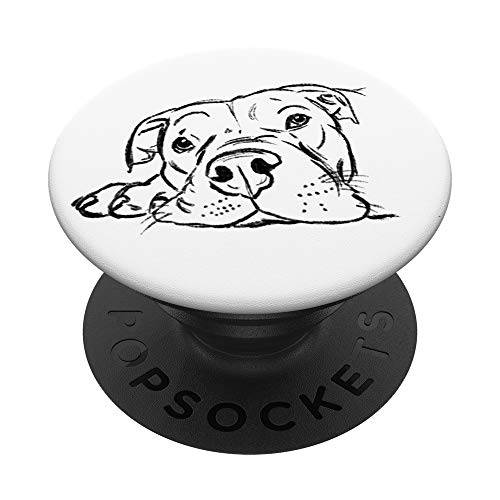 Pit Bull Drawing, Pittie Drawing, Pit Bull Sketch, Bulldog PopSockets PopGrip: Swappable Grip for Phones & Tablets