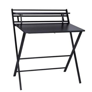 momfei 2-style folding desk for small space, home corner desks simple computer desk with shelf, folding laptop table (black)