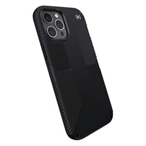 speck products presidio2 grip iphone 12 pro max case, black/black/white