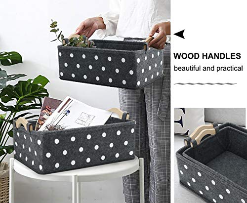 Oubra Small Baskets for Shelves Felt Fabric Storage Baskets for Closet Decorative Collapsible Baskets for organizing Clothes, Toys, Books, Empty Gift Basket