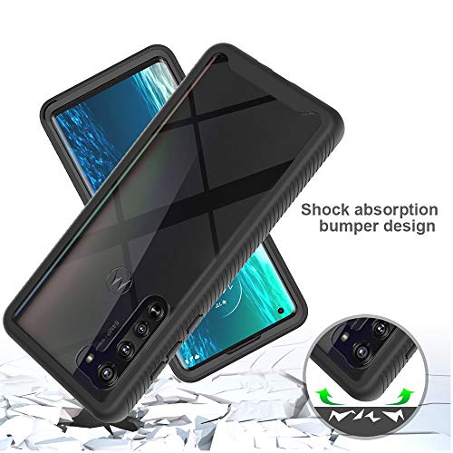 Dzxouui for Moto Edge 5G Case, Moto Edge Case 2020 Heavy Duty 2 in 1 Shockproof Bumper Back Clear TPU Cover Phone Cases for Motorola Moto Edge 5G 6.7 inch 2020 (XK-Black)