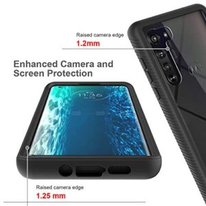 Dzxouui for Moto Edge 5G Case, Moto Edge Case 2020 Heavy Duty 2 in 1 Shockproof Bumper Back Clear TPU Cover Phone Cases for Motorola Moto Edge 5G 6.7 inch 2020 (XK-Black)