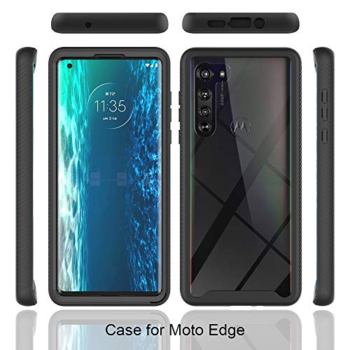 Dzxouui for Moto Edge 5G Case, Moto Edge Case 2020 Heavy Duty 2 in 1 Shockproof Bumper Back Clear TPU Cover Phone Cases for Motorola Moto Edge 5G 6.7 inch 2020 (XK-Black)