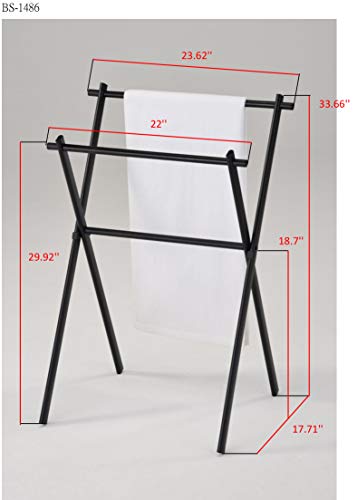 Kings Brand Furniture - Metal Freestanding 2-Tier Bathroom Towel Rack Stand, Black