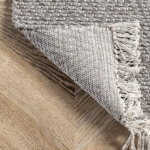 nuLOOM Ashton Simple Wool Tassel Area Rug, 3' x 5', Grey